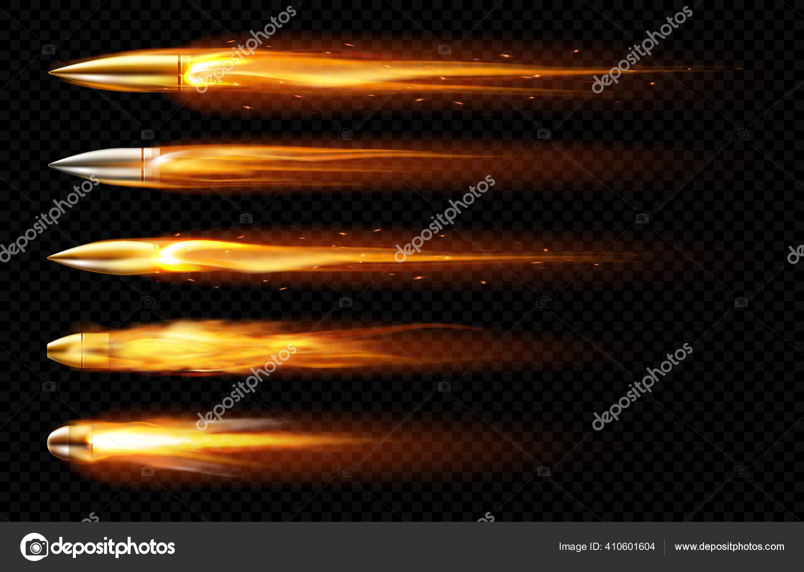 Flying bullets with fire and smoke traces Stock Vector Image by ...