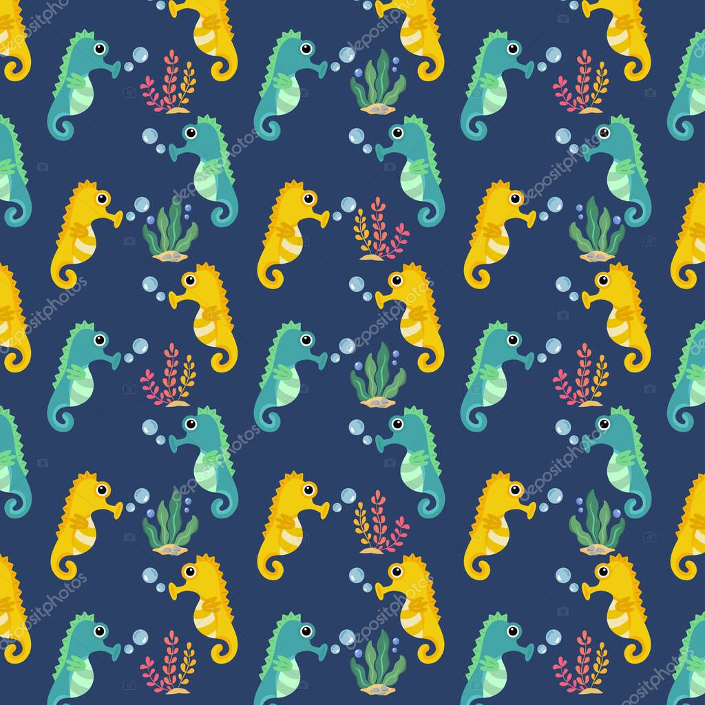 patrón de mar bajo el concepto de mar caballo de mar ilustración vector ...