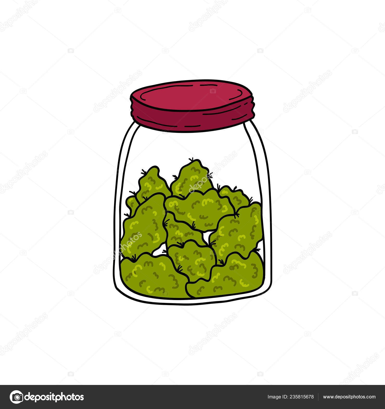 Jar Marijuana Buds Doodle Icon Stock Vector Image by ©pani_chernous ...