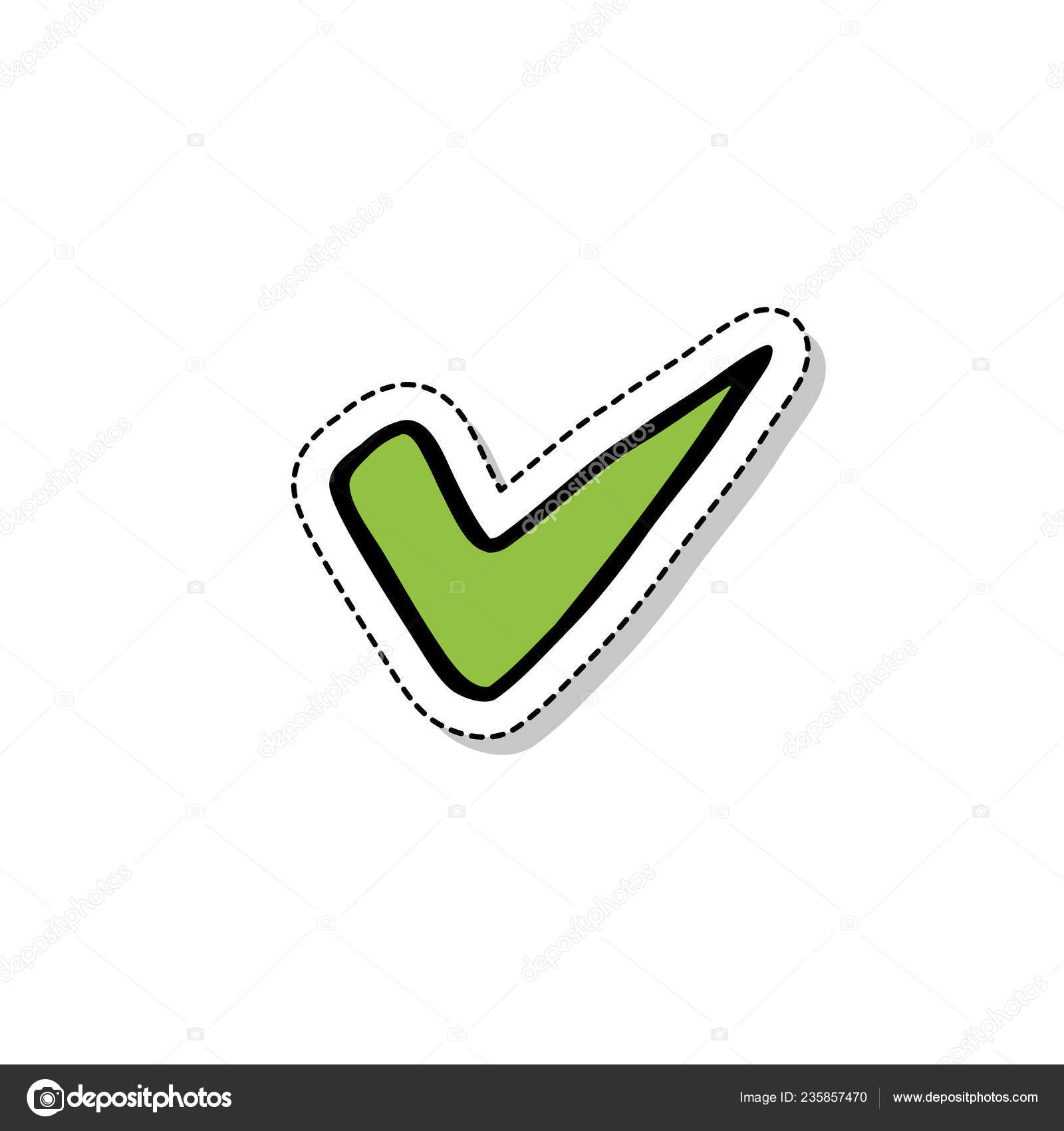 Checkmark Doodle Sticker Icon Stock Vector by ©pani_chernous 235857470