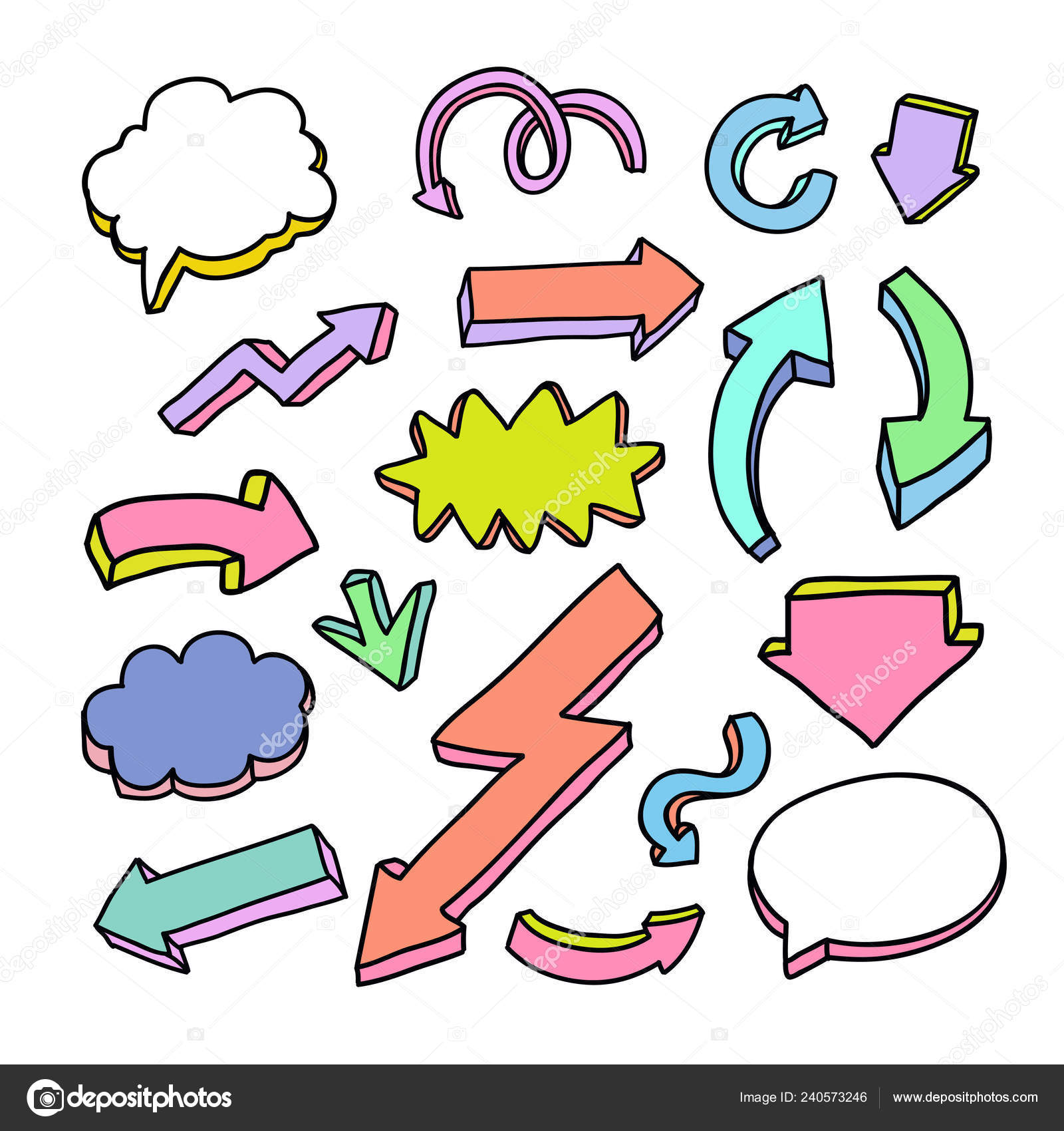 Arrow Doodle Color Icons Stock Vector Image by ©pani_chernous #240573246