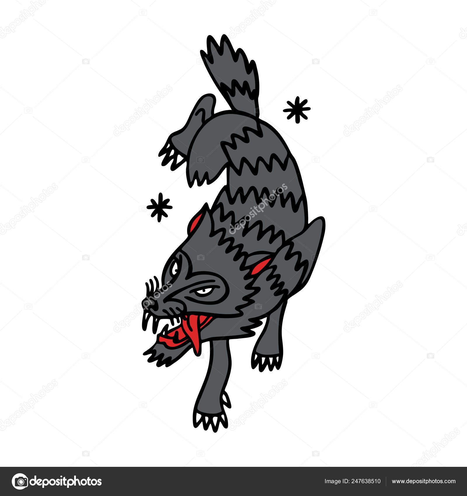 Wolf Tattoo Traditional Flash