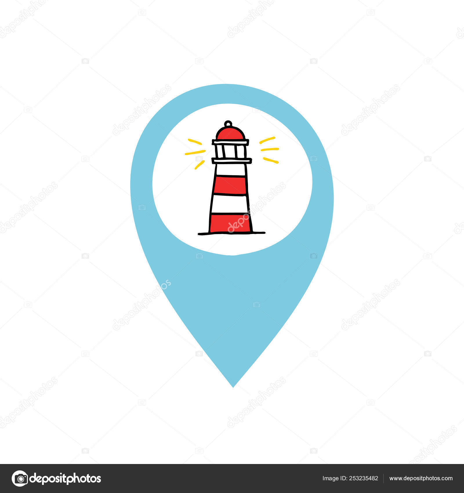 Lighthouse doodle icon, map pointer Stock Vector by ©pani_chernous ...