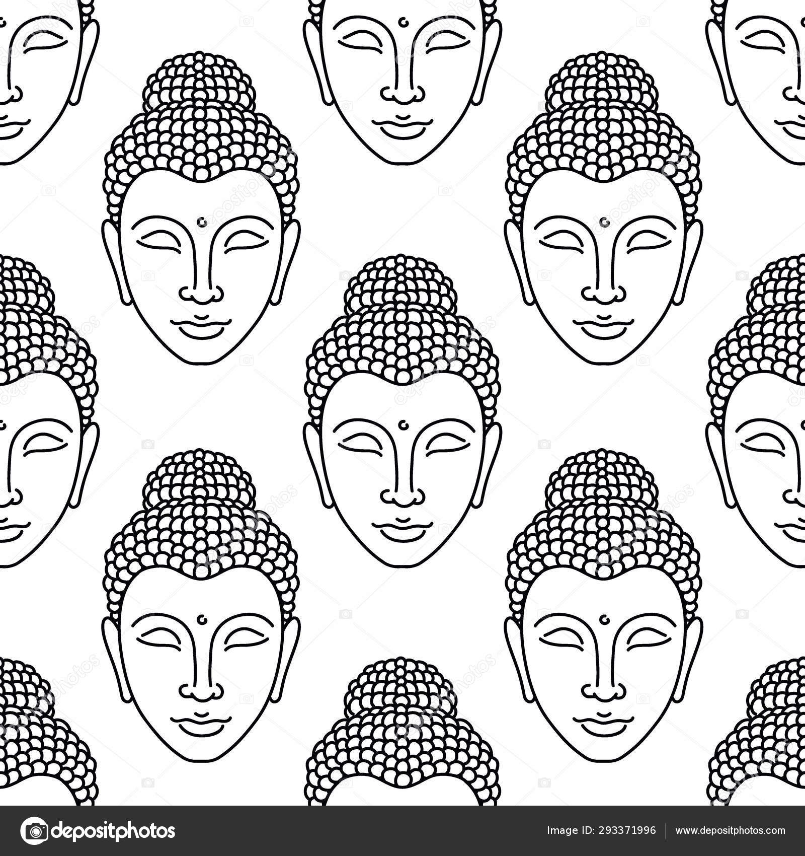 Buddha seamless doodle pattern, vector illustration Stock Vector Image ...