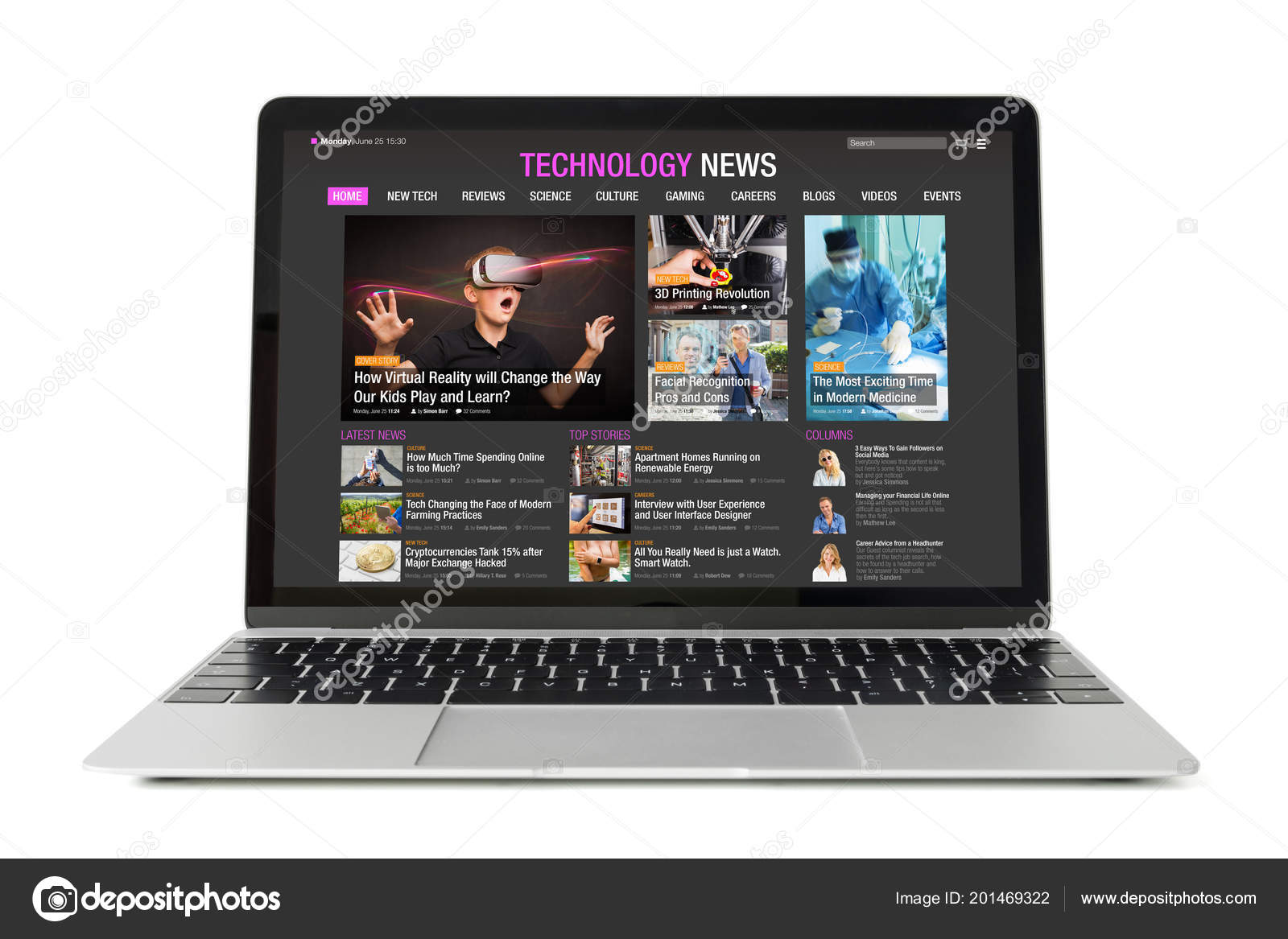 Sample Technology News Website Laptop All Contents Made Stock Photo by ...