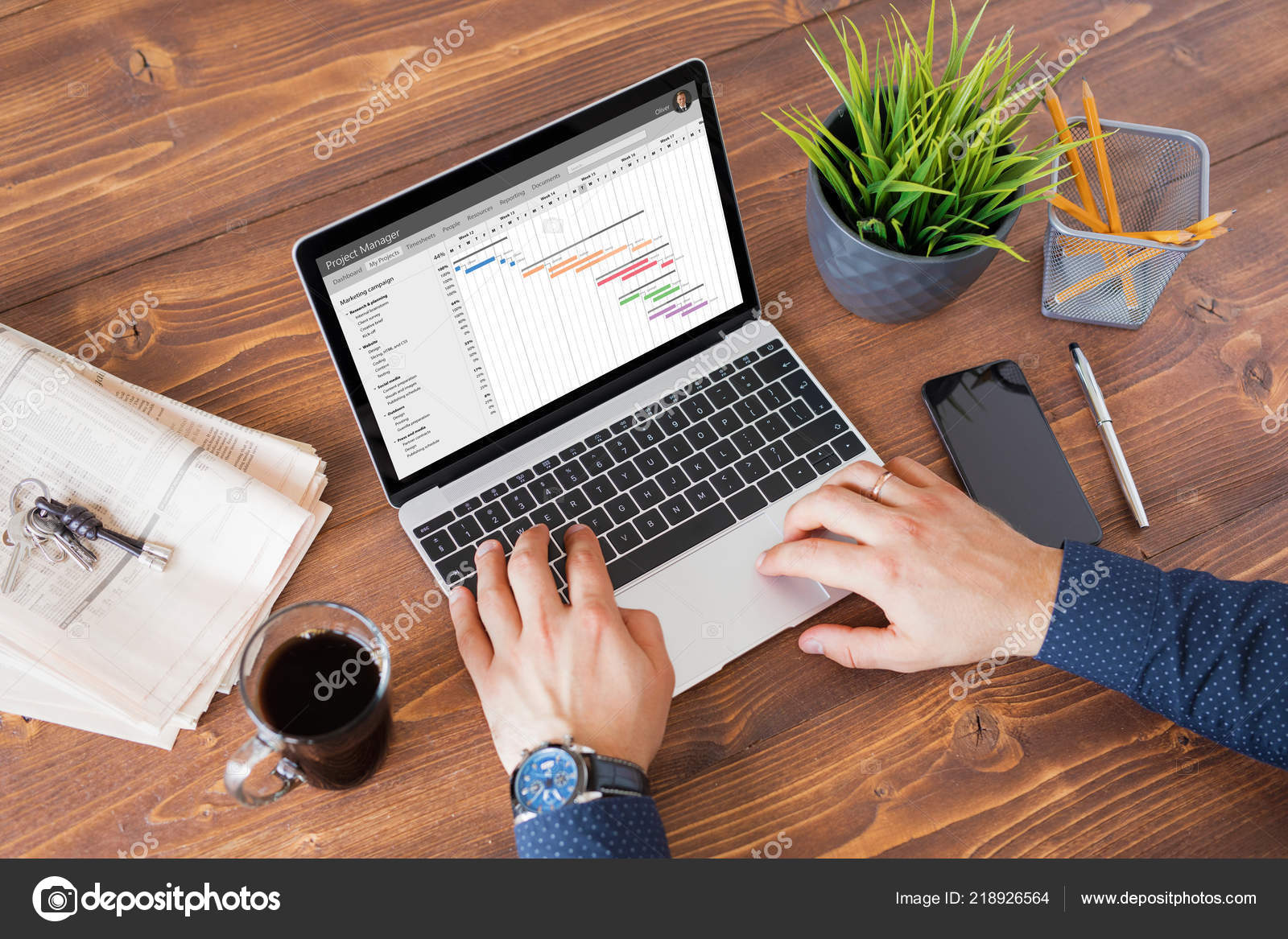 Man Using Project Management Software Work Stock Photo by ©grinvalds ... Man Using Project Management Software Work Stock Photo by ©grinvalds ...