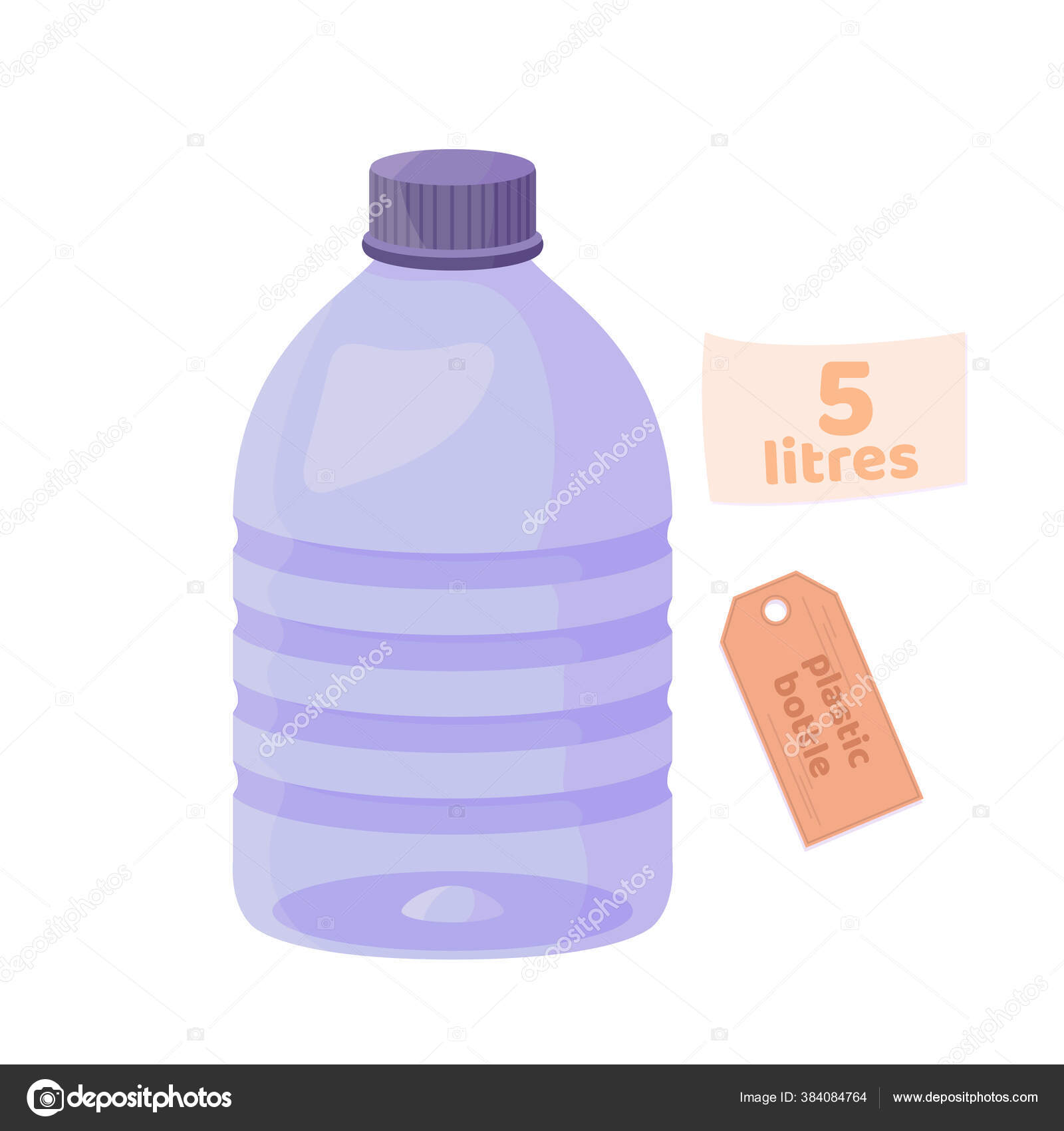 Plastic Empty 5 litres Volume Bottle. Clean drink in plastic container ...
