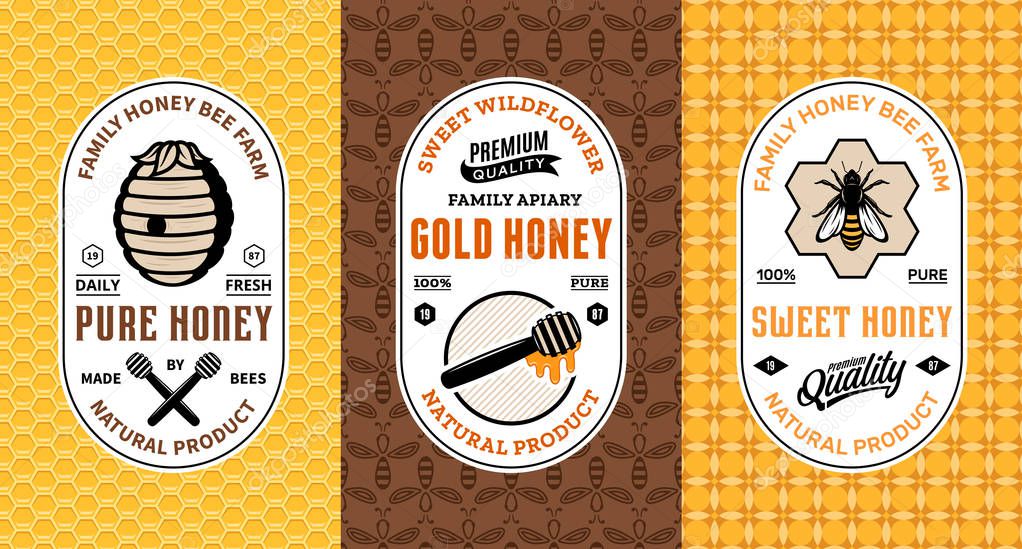 Etiquetas de miel, logotipo y plantillas de diseño de envases para ...