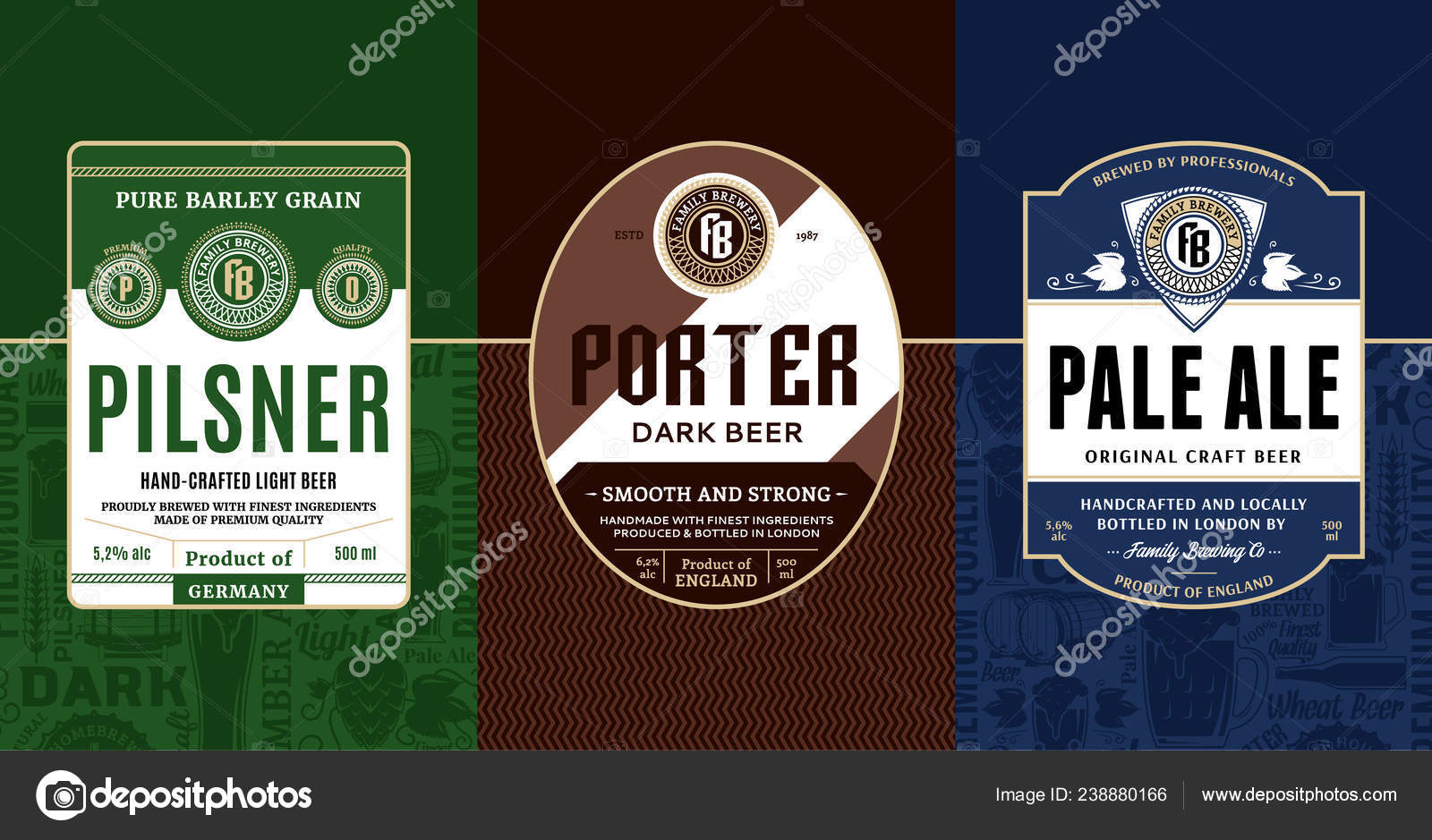Vector Vintage Beer Labels Packaging Design Templates Pale Ale Pilsner ...
