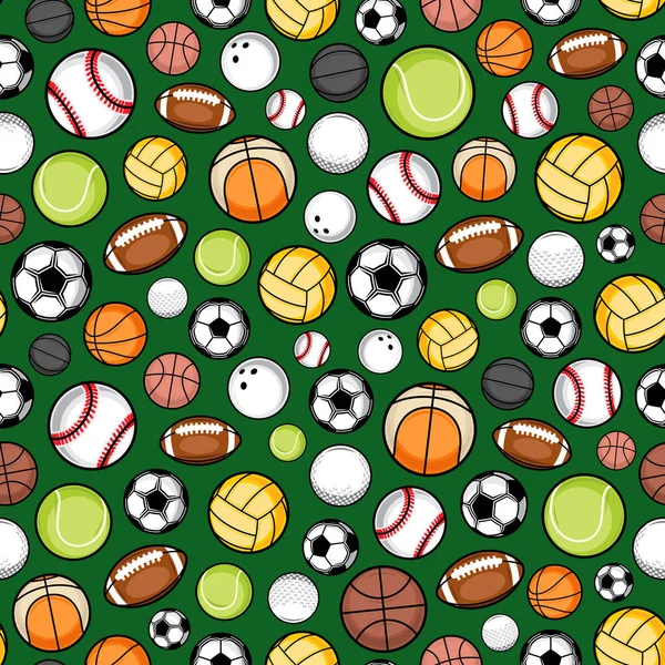 Vector Sports Balls Seamless Background, Sports Equipment Pattern ...