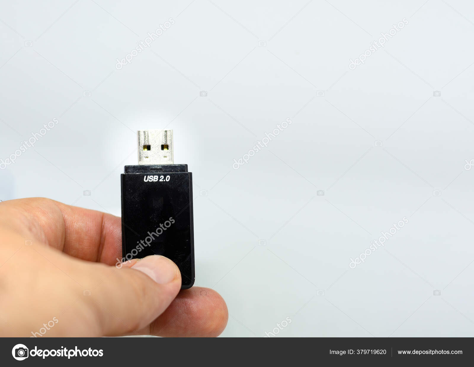 Human Male Hand Holding Usb Flash Memory White Background Storage ...