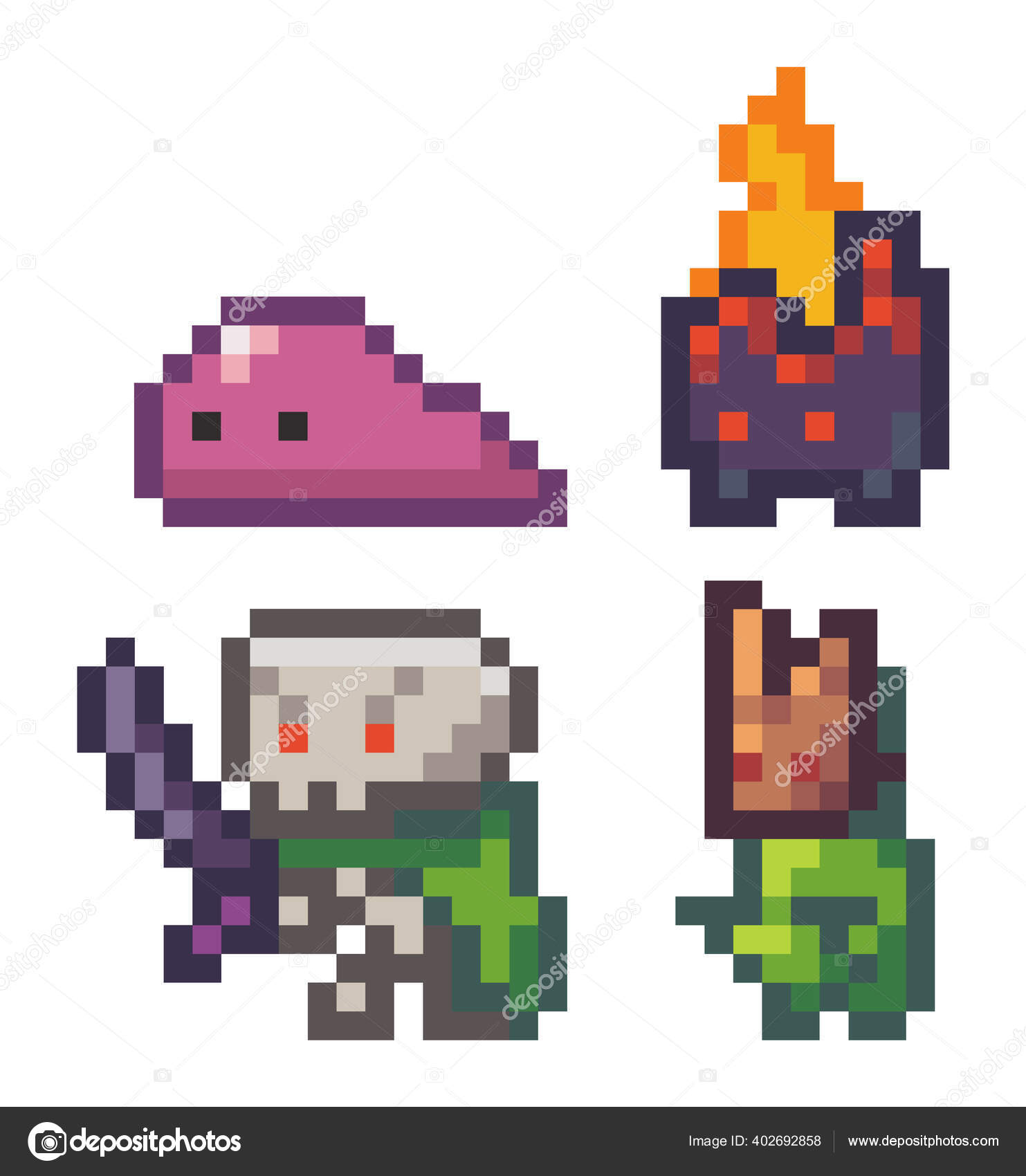 Cave Monster Game Sprites Pixel Art by Free Game Assets (GUI ...