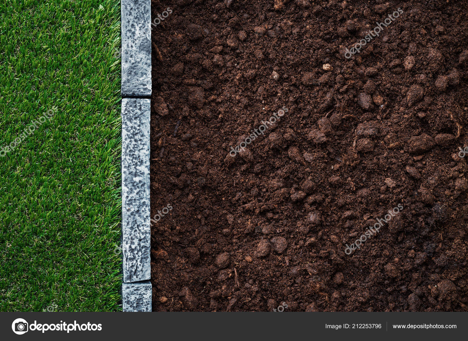 Fertile Humus Soil Lush Grass Divided Stone Edging Gardening ...