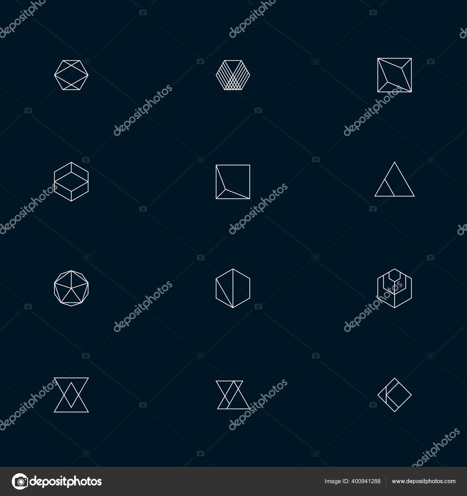 Illustration Abstract Regular Geometric Shapes Elements Set Stock ...