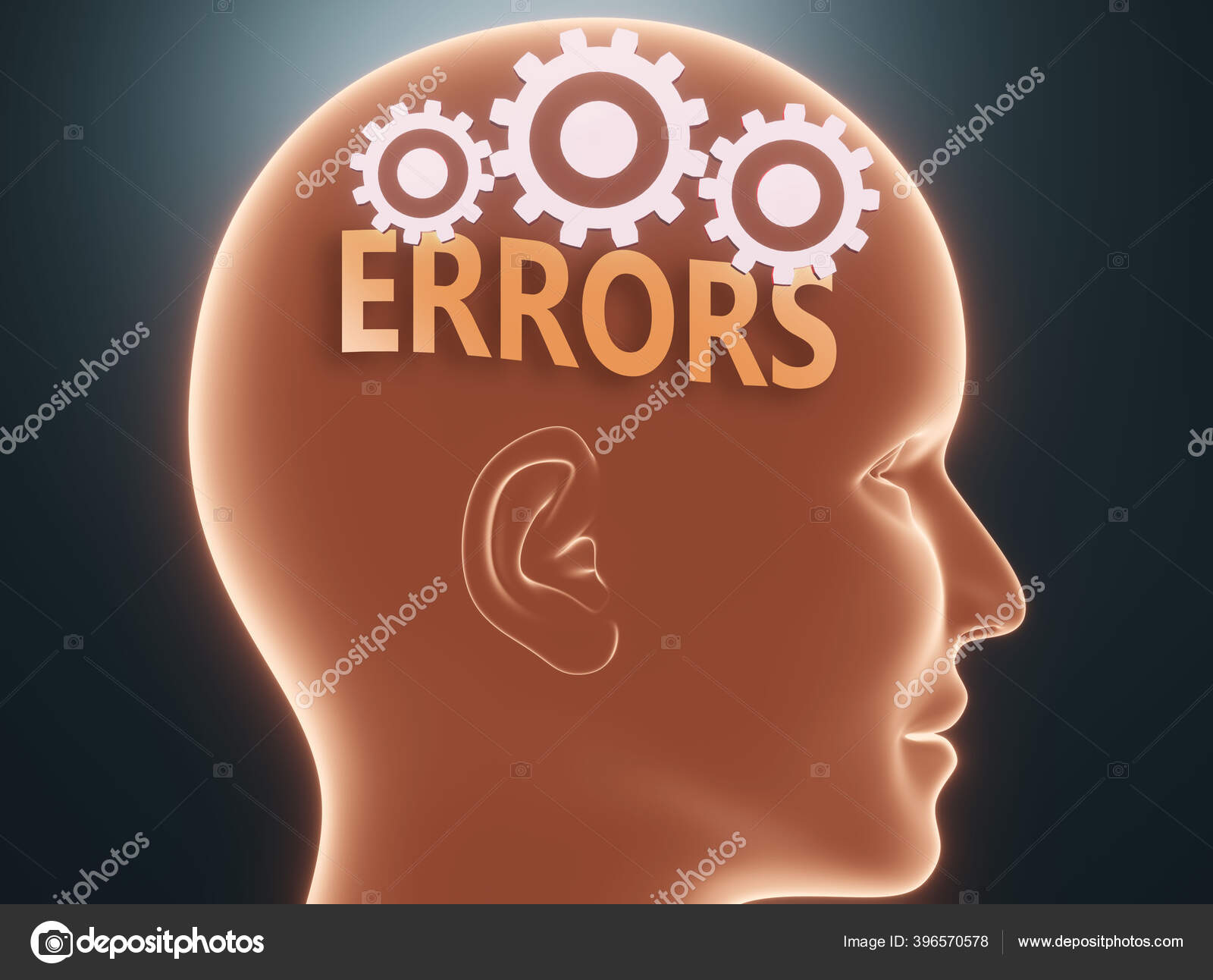 Errors Human Mind Pictured Word Errors Head Cogwheels Symbolize Errors ...