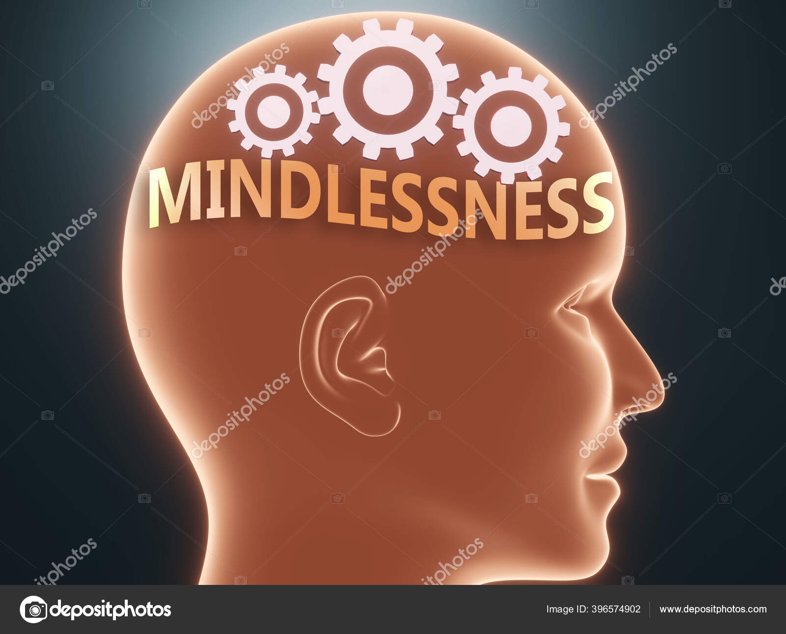 Mindlessness Human Mind Pictured Word Mindlessness Head Cogwheels ...