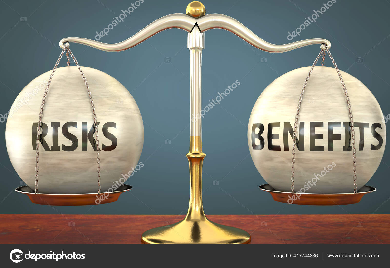 Risks Benefits Staying Balance Pictured Metal Scale Weights Labels ... Risks Benefits Staying Balance Pictured Metal Scale Weights Labels ...