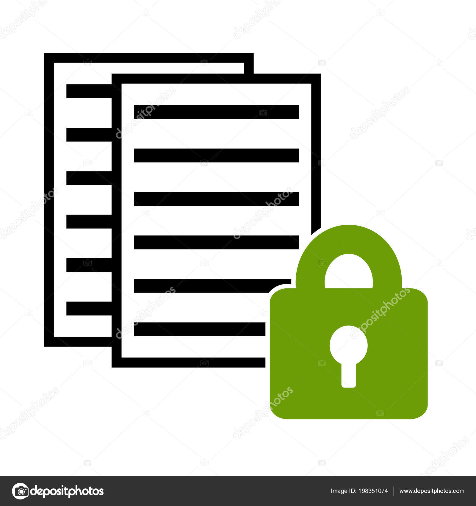Icon Written Papers Green Lock — Stock Photo © keport #198351074