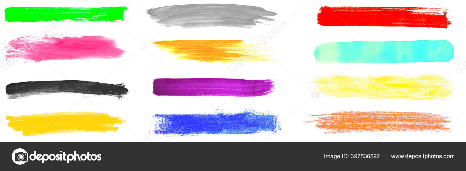 Collection Isolated Hand Painted Brush Pencil Stripes Many Colors Stock ...