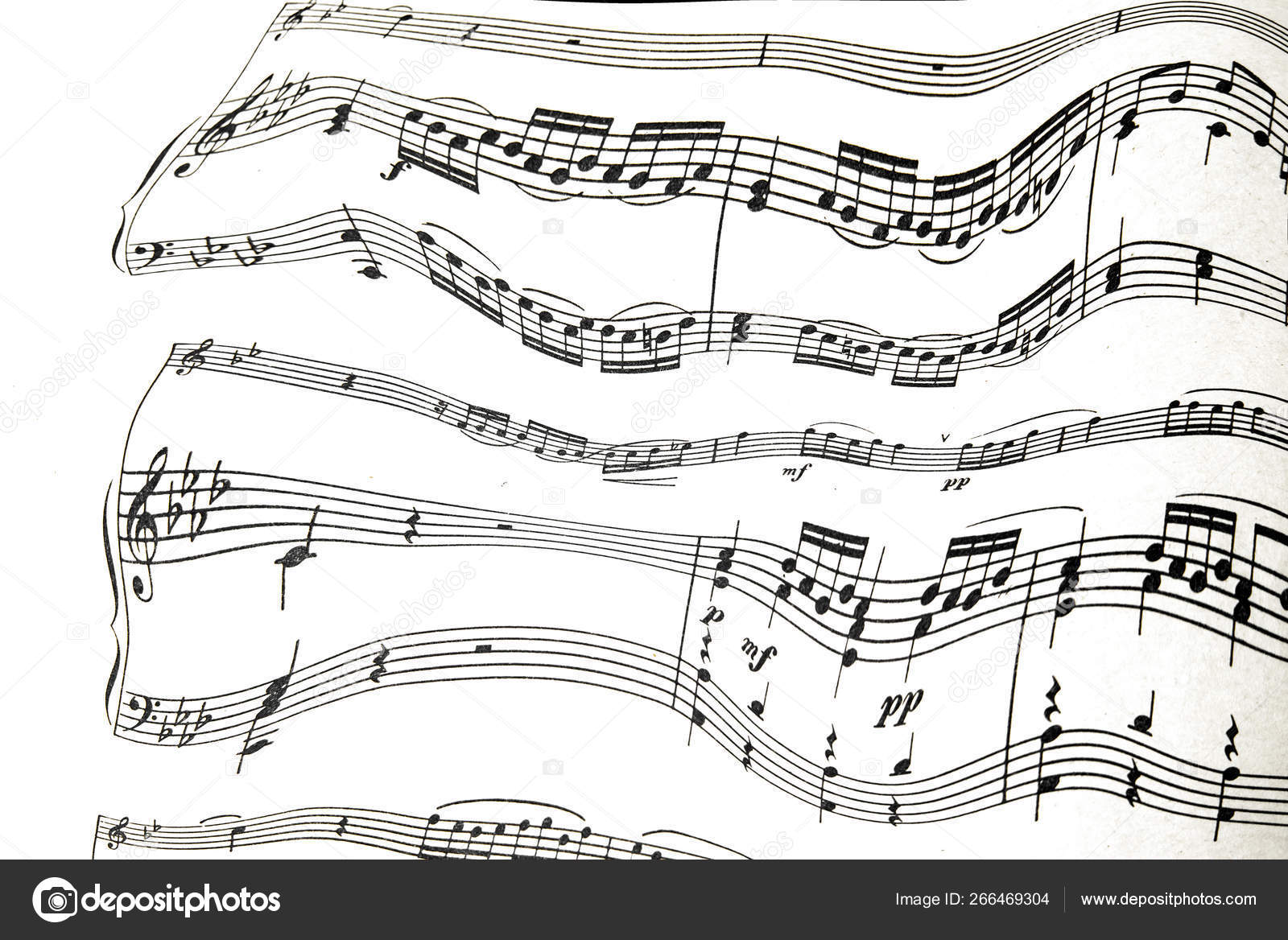 Cheerful notes on musical rulers with violin bass keys flats and Stock ...