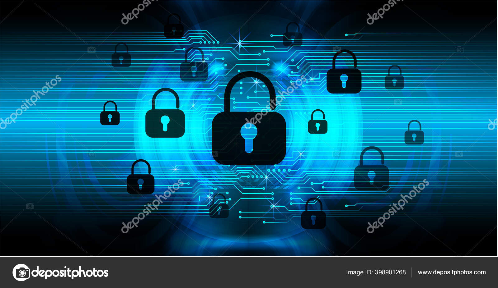 Background Vector Illustration Lockers Digital Security Concept Stock ...