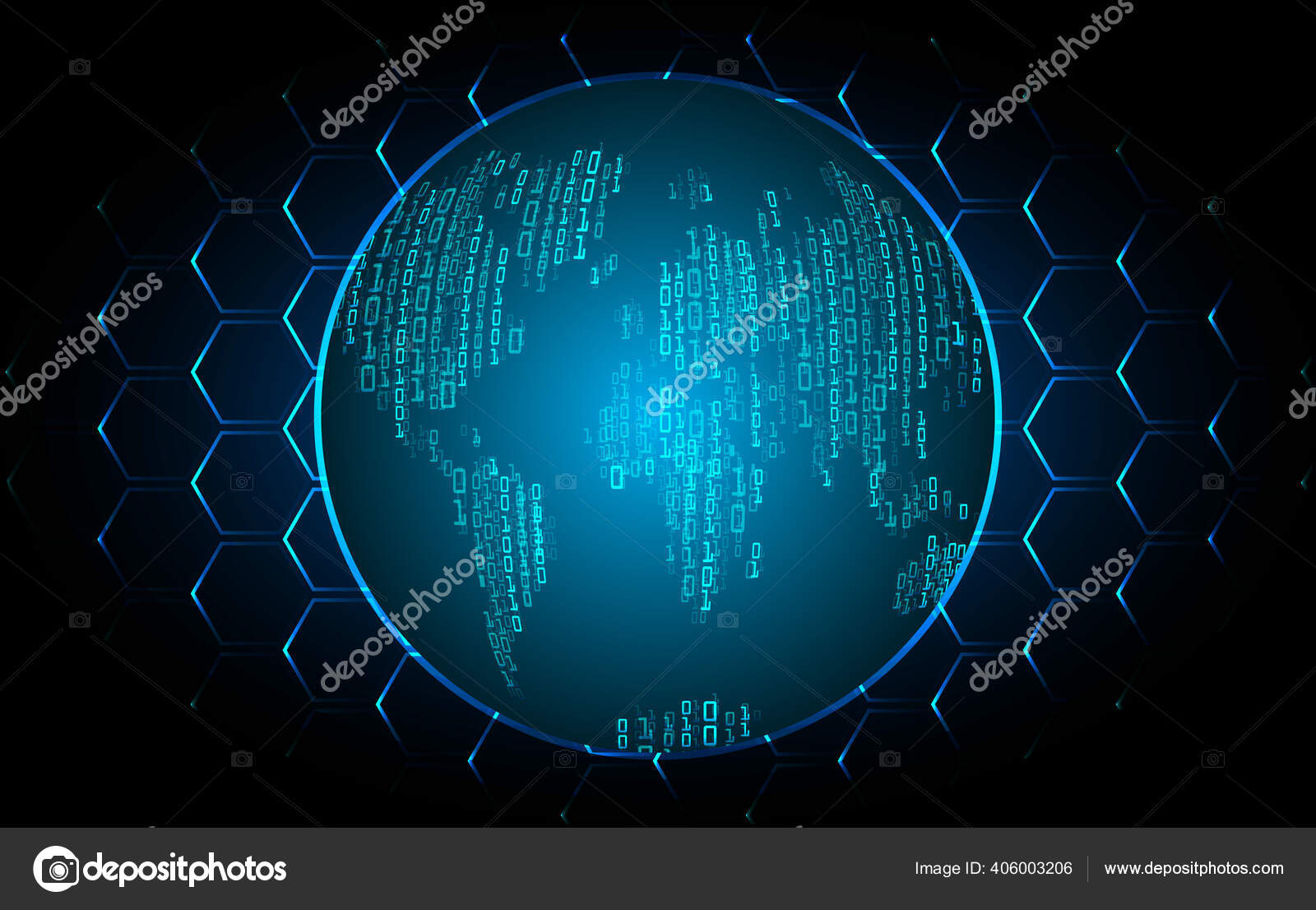 World Map Vector Binary Circuit Board Future Technology Blue Cyber Stock Vector Image by ...