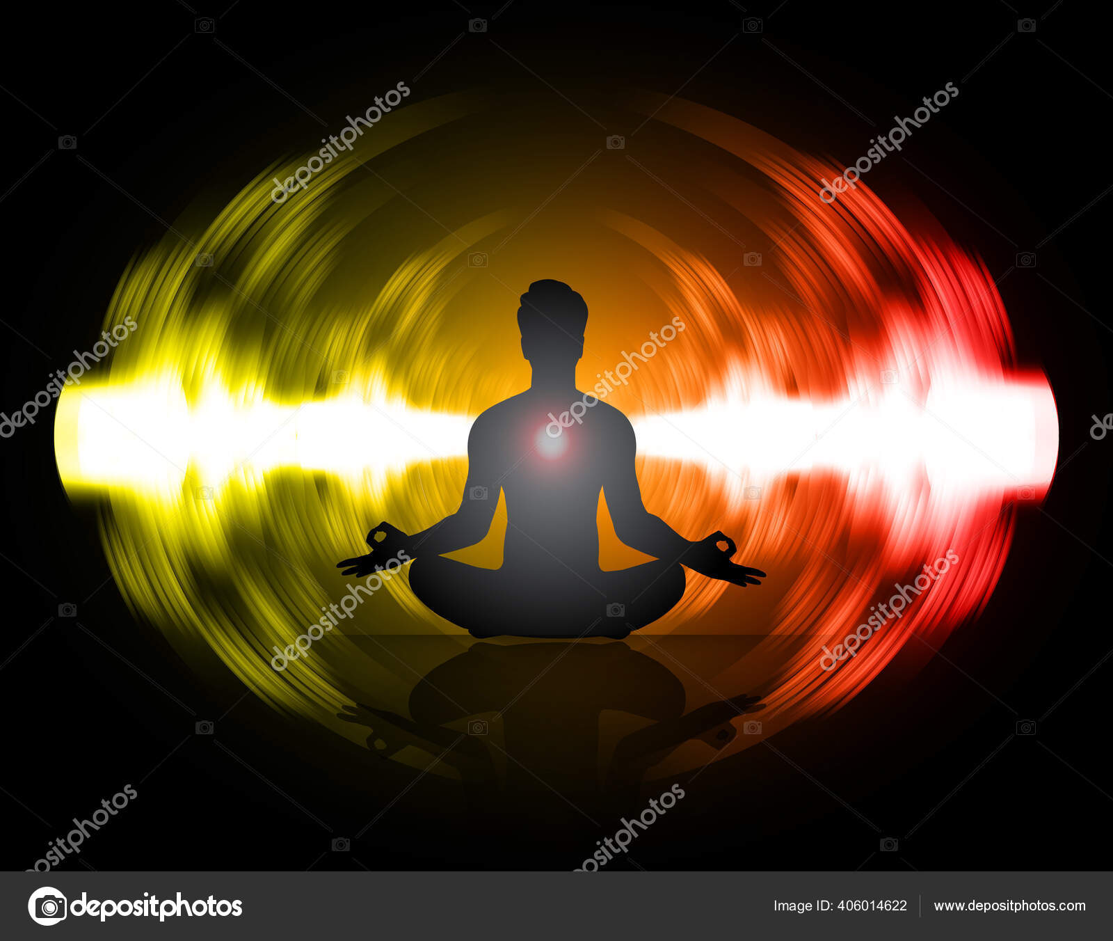 Man Meditate Dark Green Blue Pink Abstract Background Yoga Ray Stock ...