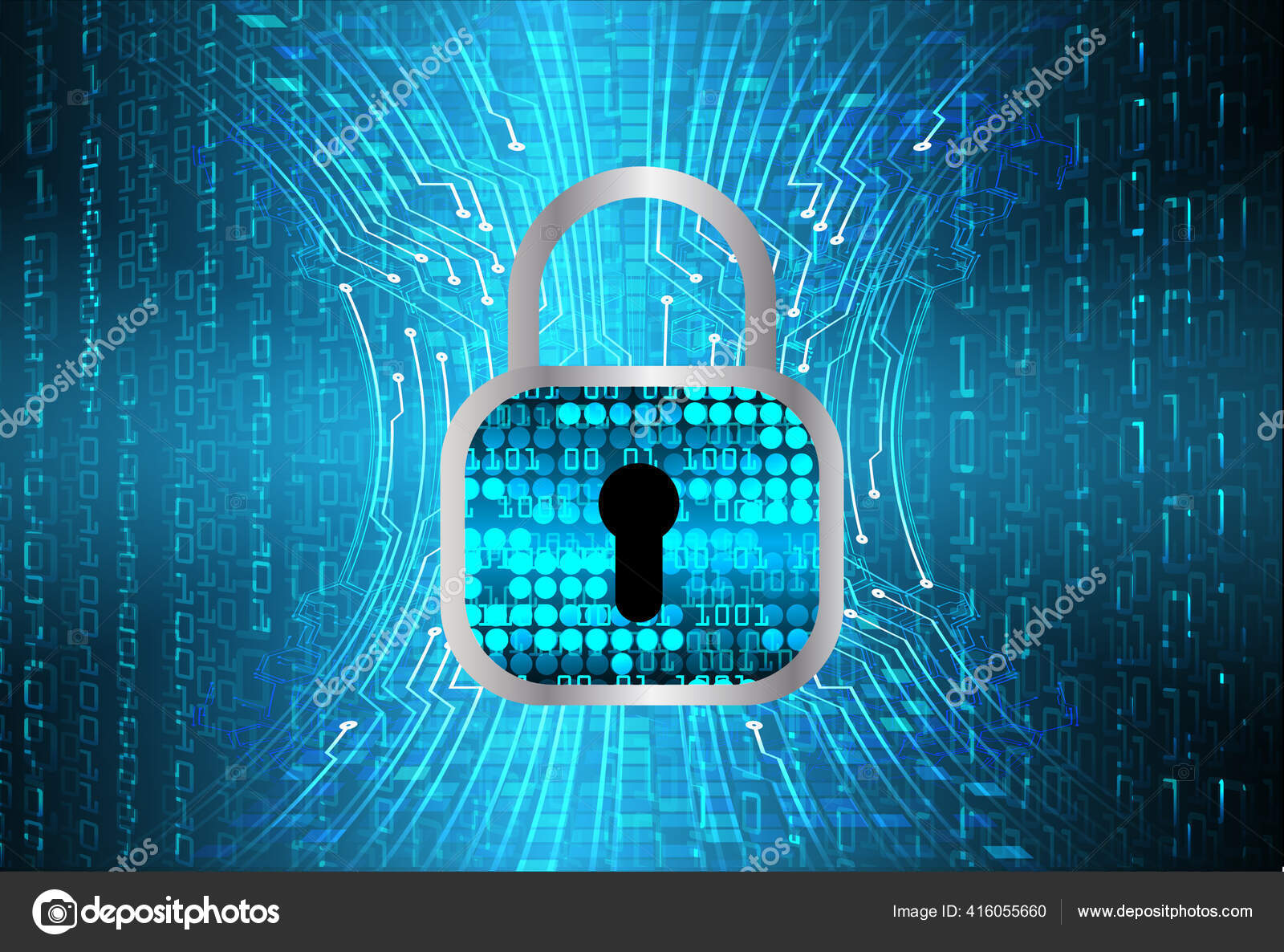Security Lock Binary Code Background Rendering Stock Vector Image by ...