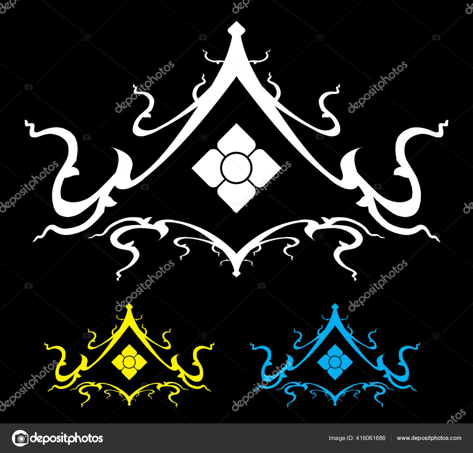 Vector Illustration Set Black White Decorative Elements Stock Vector