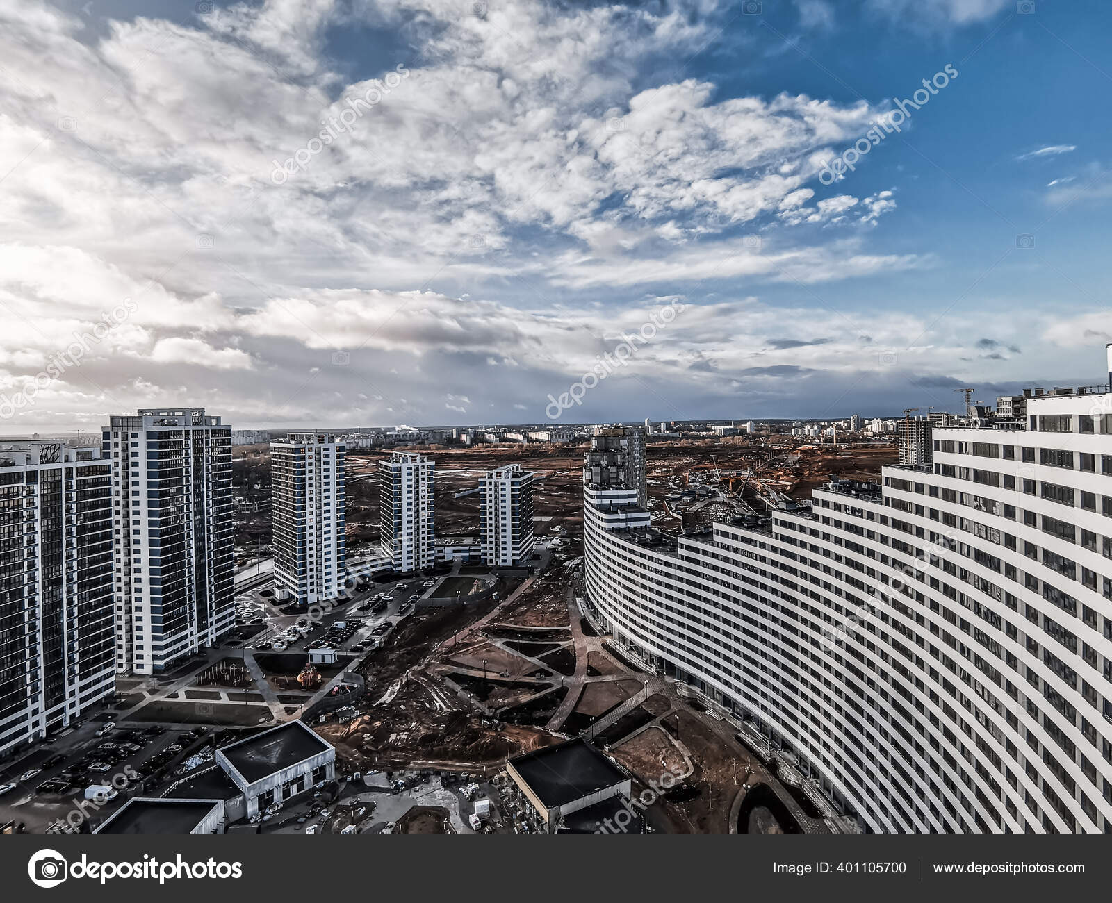 Top View Construction Site Built Buildings Modern City — Stock ...