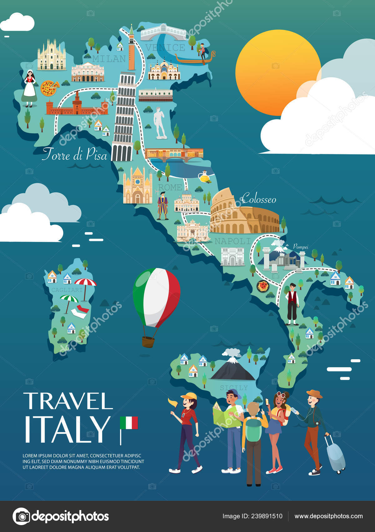 Map Italy Attractions Vector Illustration Stock Vector by ...