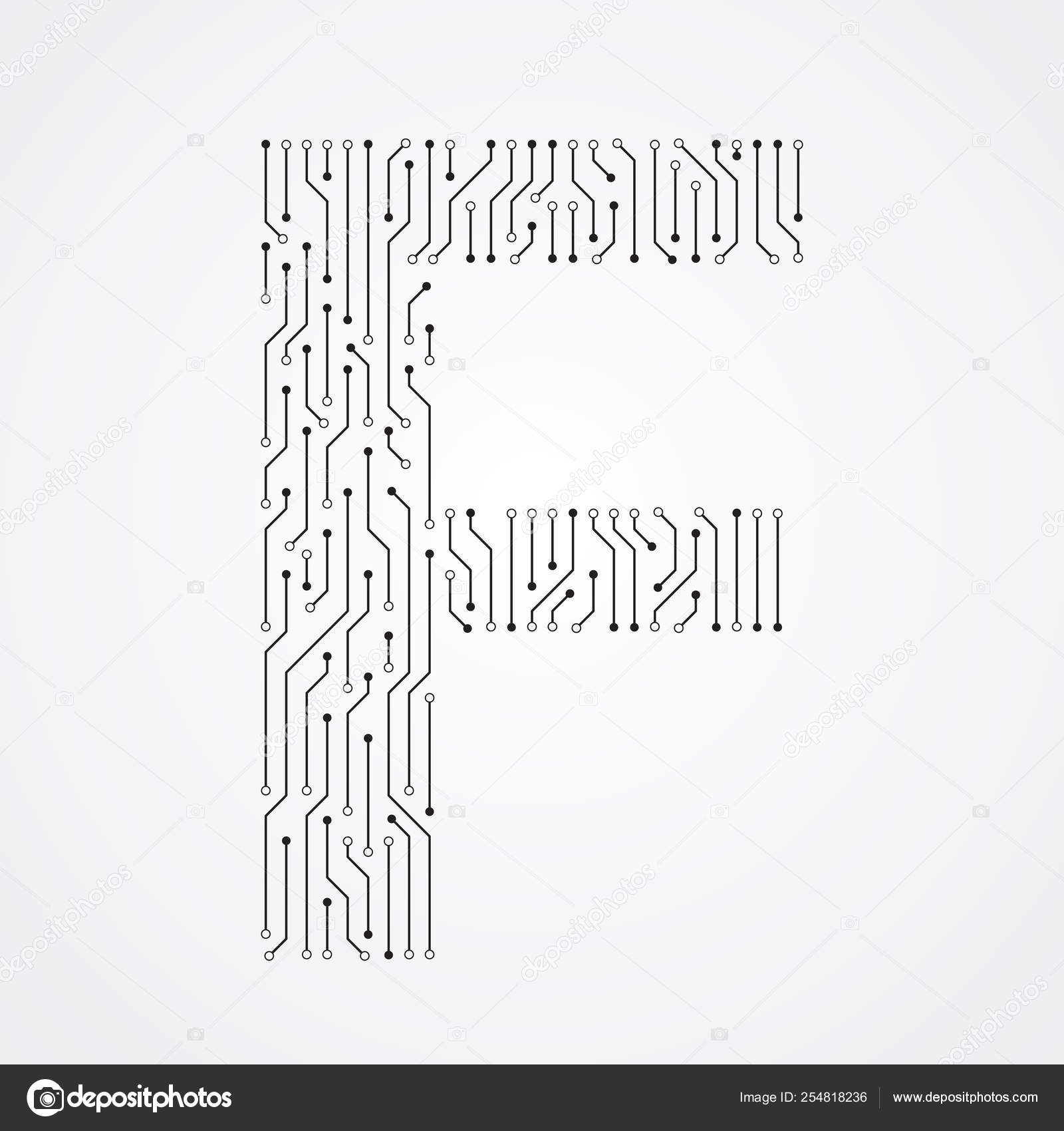 Alphabet F shape digital line design Stock Vector Image by ...