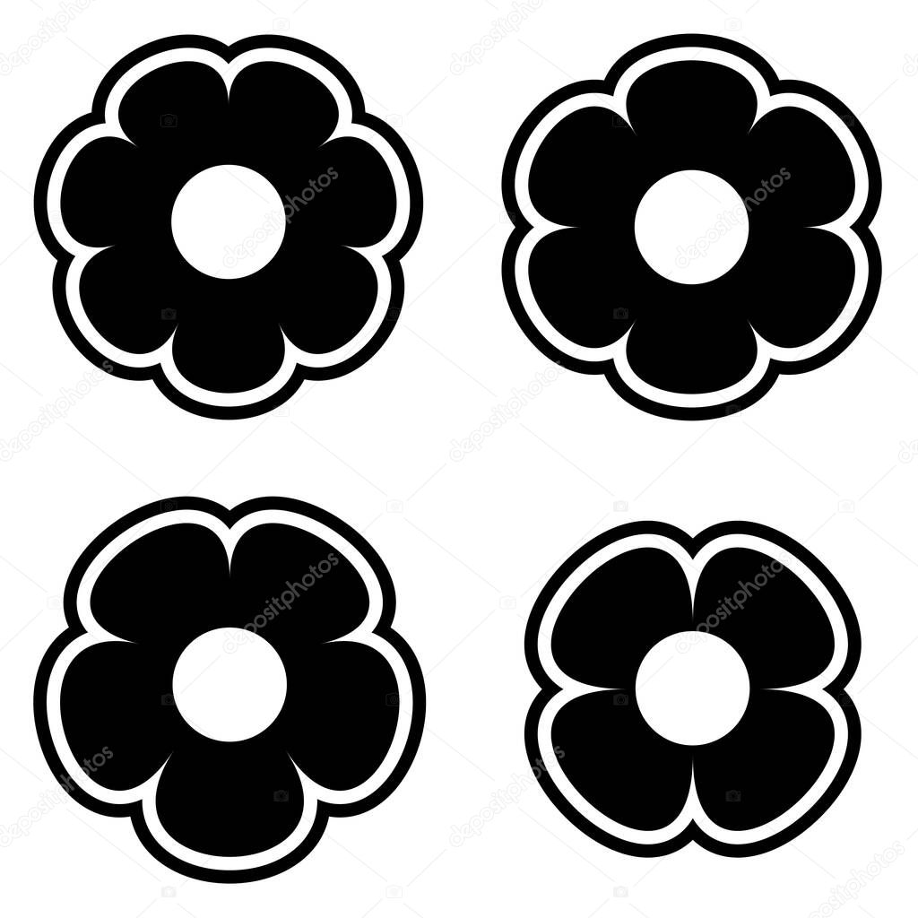 Flowers _ BW _ BlackConjunto de logotipo de símbolo de icono de flor ...