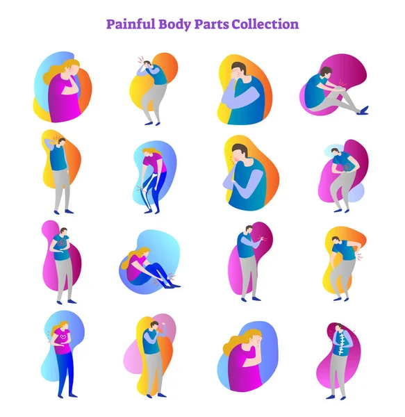 Painful body parts medical problem vector illustration collection ...