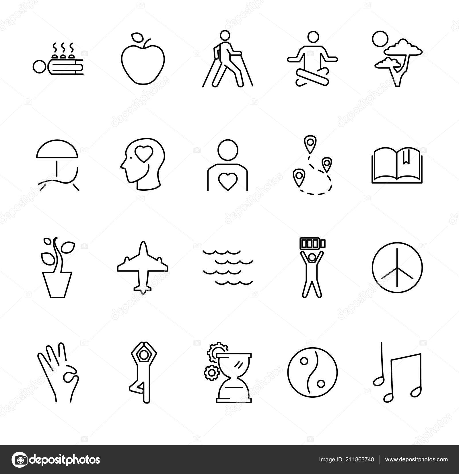 Técnicas de relajación esquema vector icono colección conjunto Vector ...