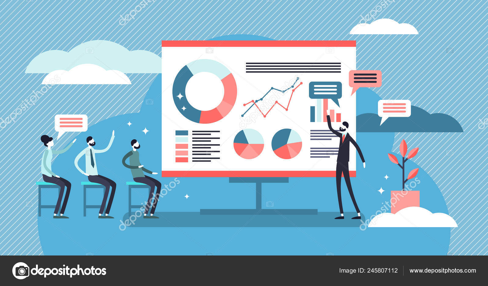 Presentation vector illustration. Flat infographics publication and ...