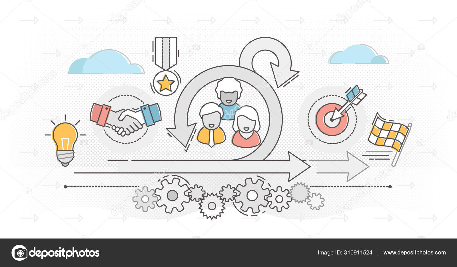 Scrum Outline Concept Vector Illustration Software Development Process