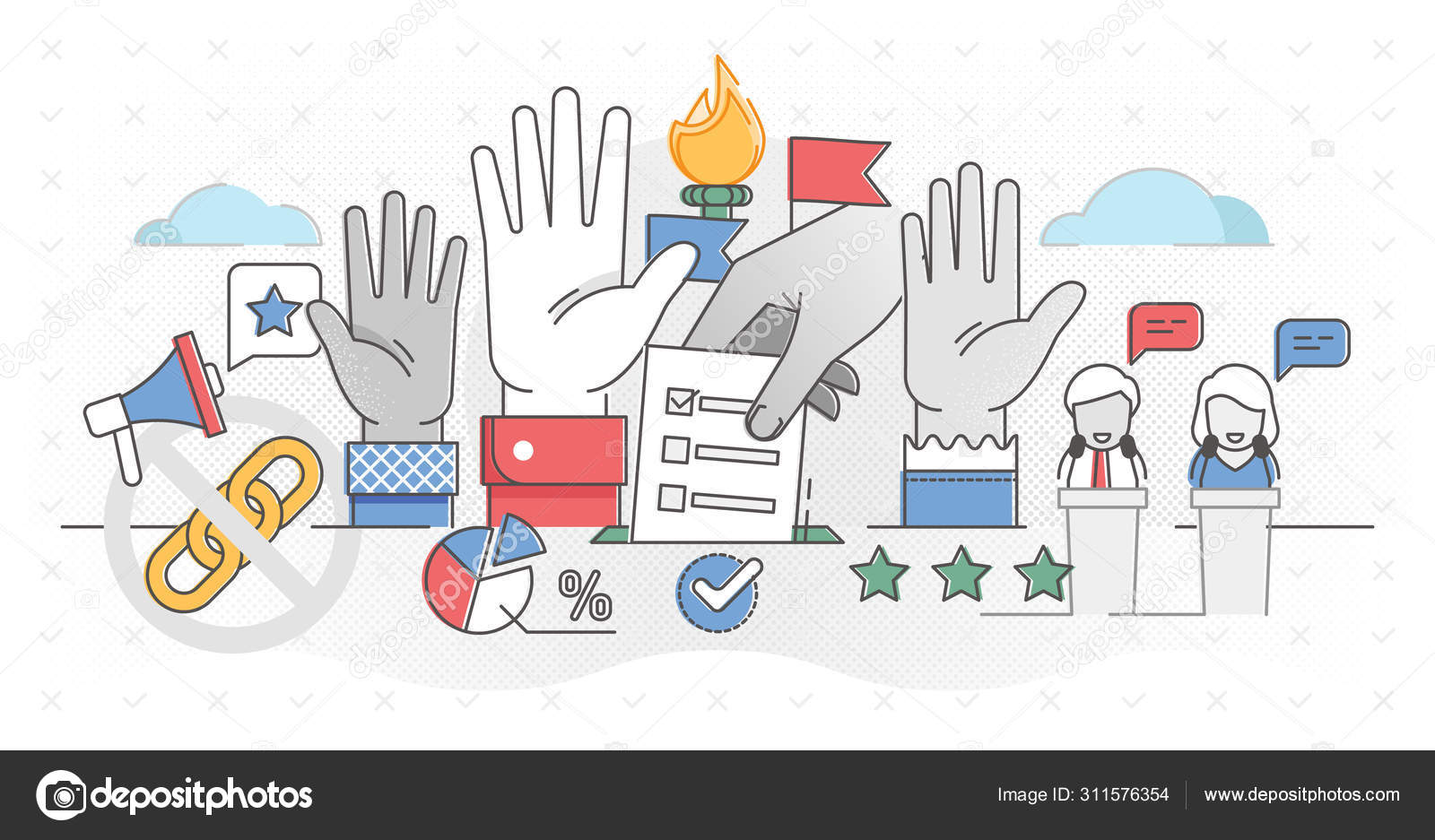 Democracy outline concept vector illustration Stock Vector by ...
