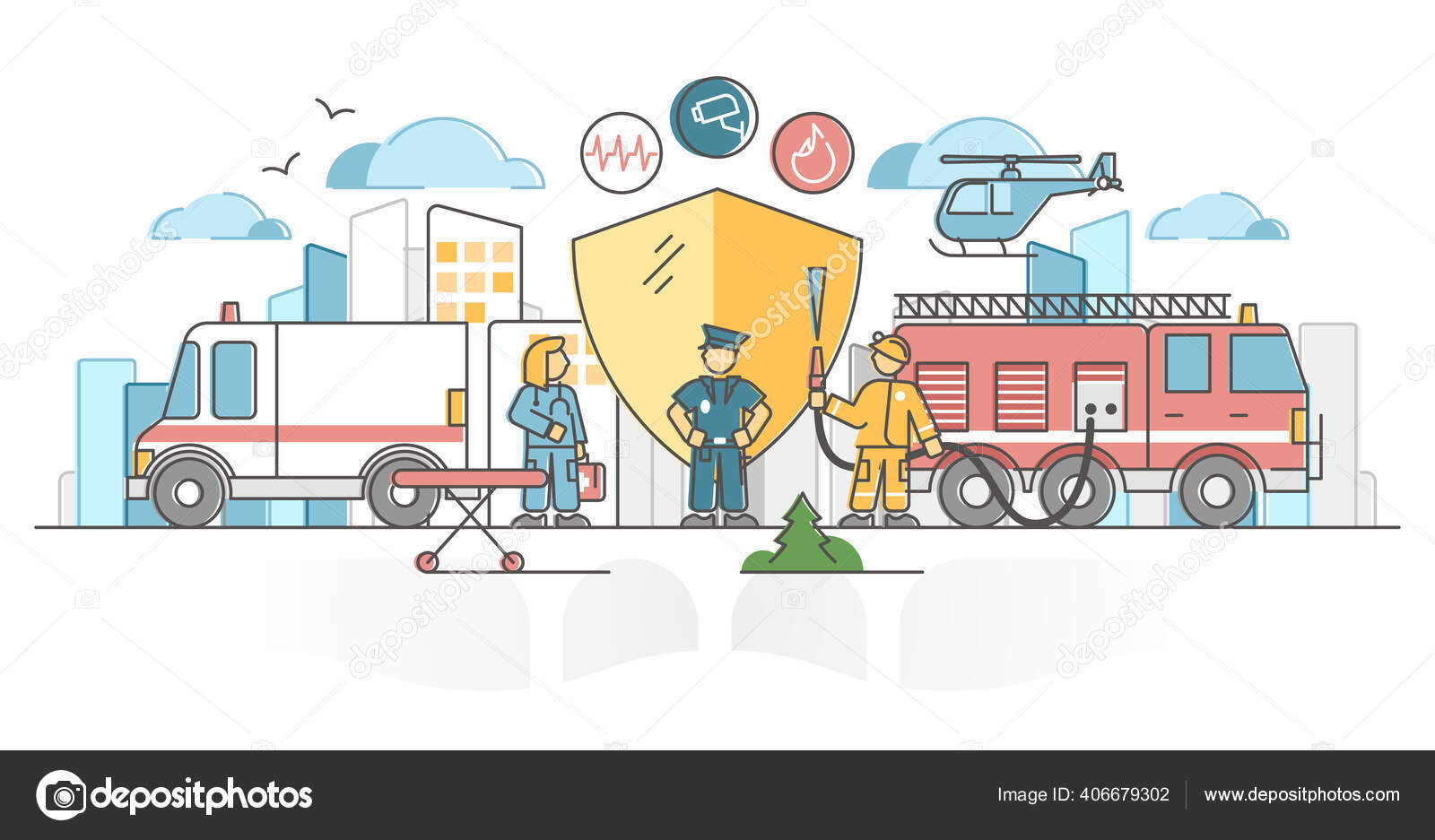 Protección de la seguridad pública por parte de la policía, ambulancias ...