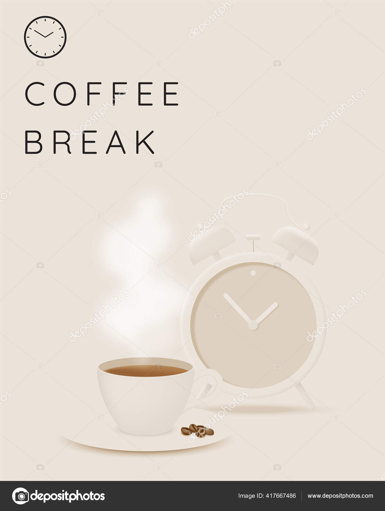Coffee Break Background Coffee Cup Alarm Clock Pastel Color Scheme ...