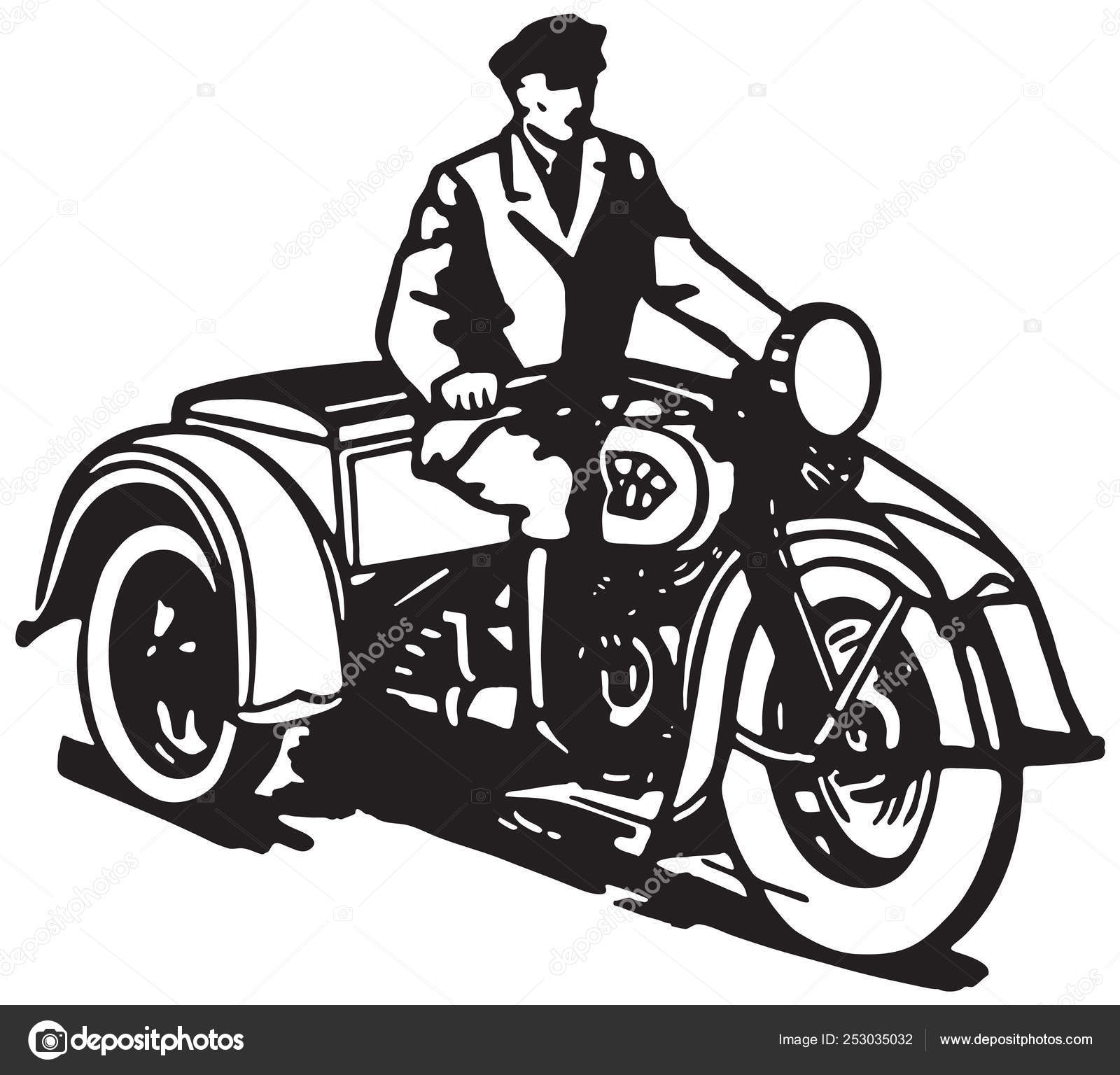 Three Wheeled Motorcycle Stock Vector Image by ©RetroClipArt #253035032