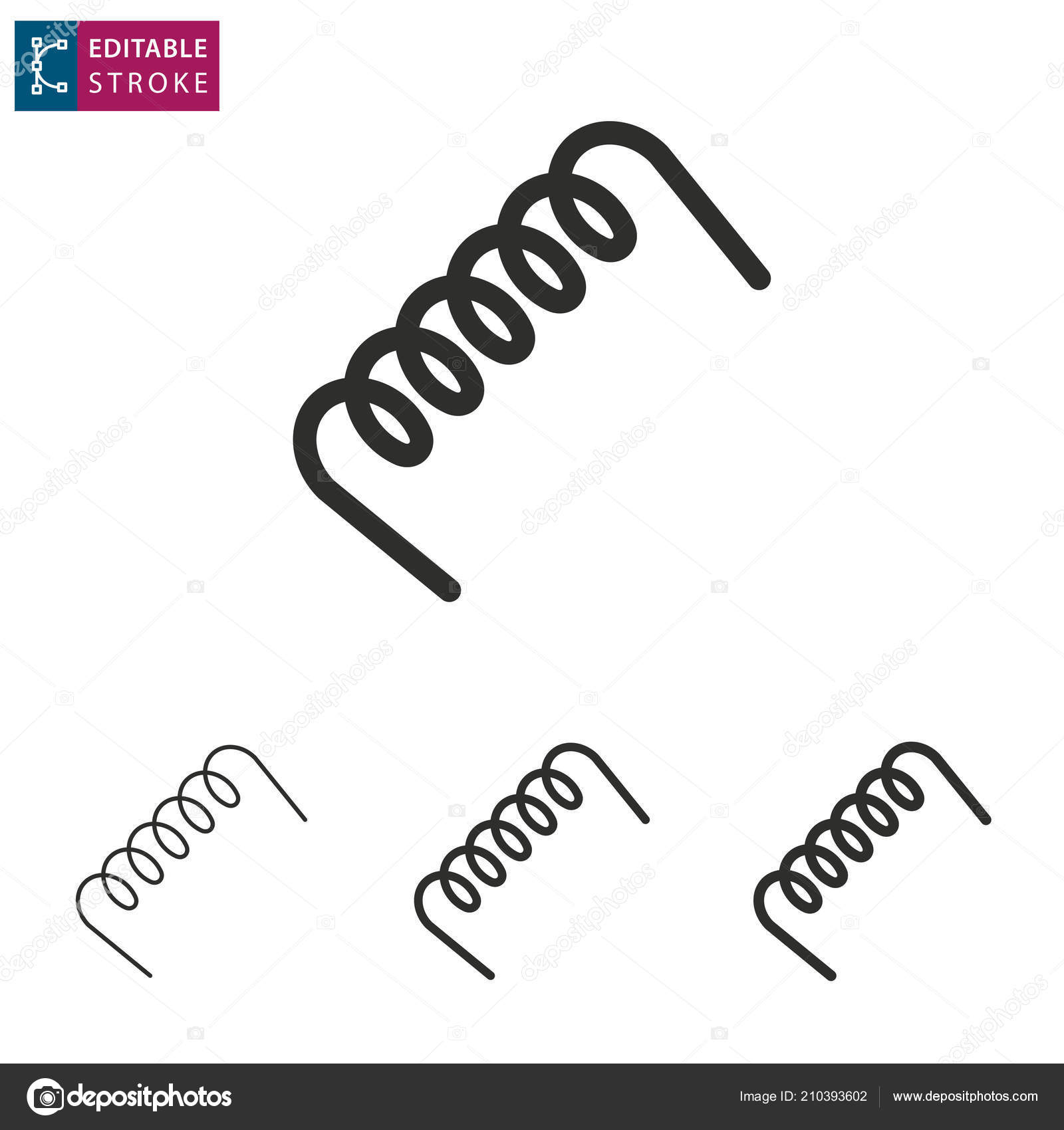 Metal Spring Icon White Background Editable Stroke Vector Illustration ...