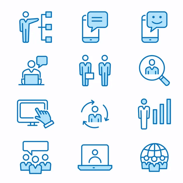 Management Consulting Flat Line Icons Set Consult Team Meeting ...