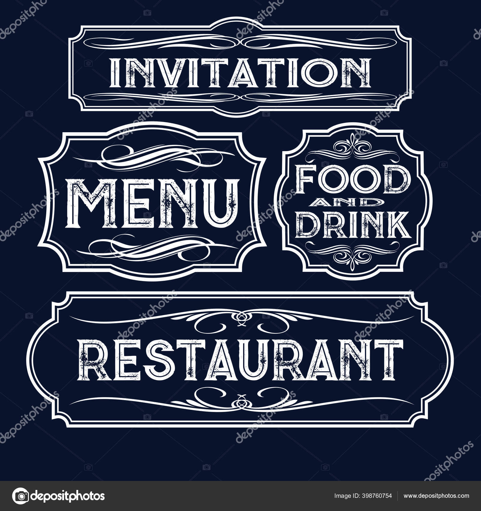 Image vectorielle Cadres Vintage Set Restaurant Bar Menu Gastronomique ...