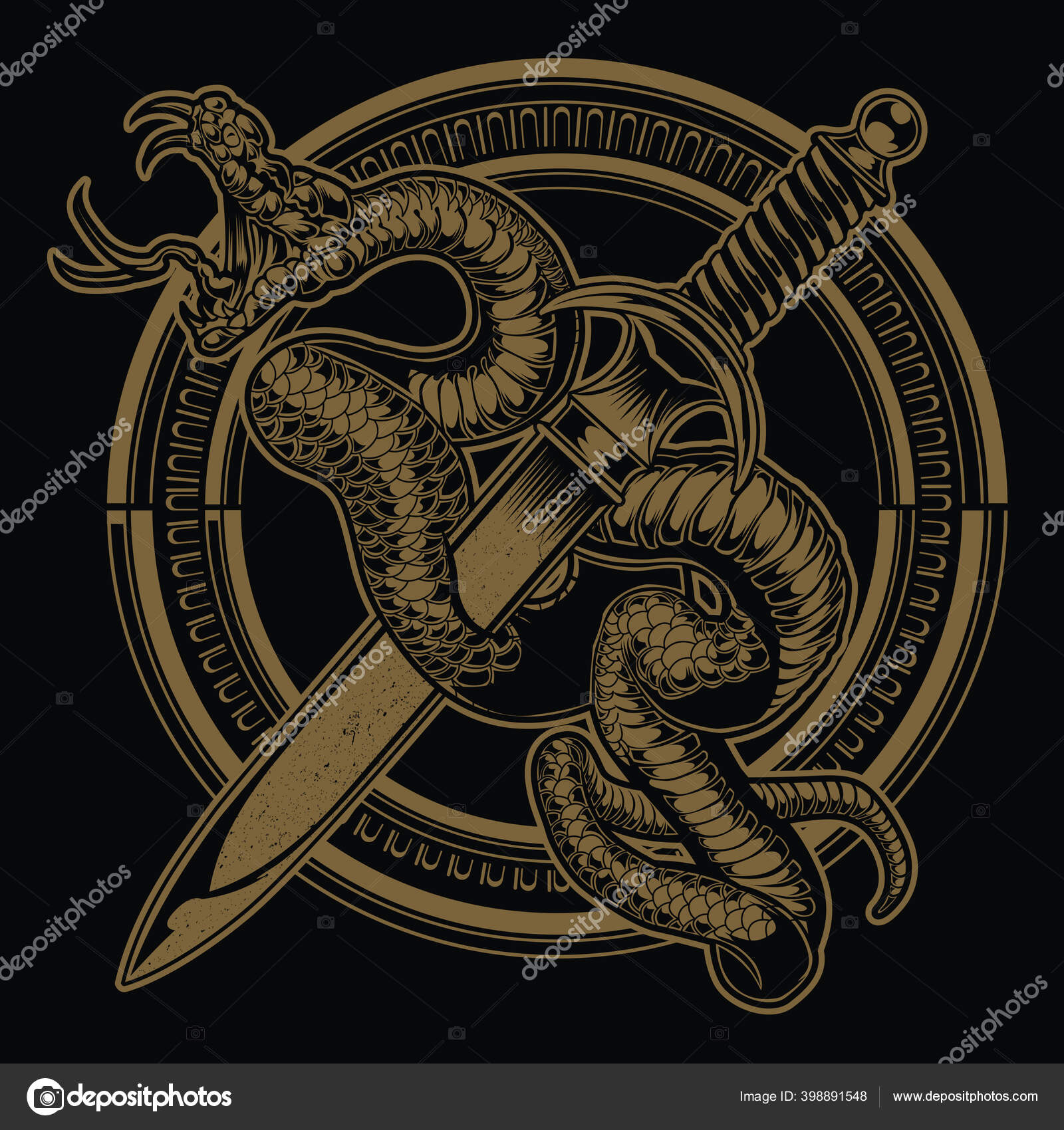 Snake Knife Gold Vector Logo Design Illustration Jpg Stock Vector by ...