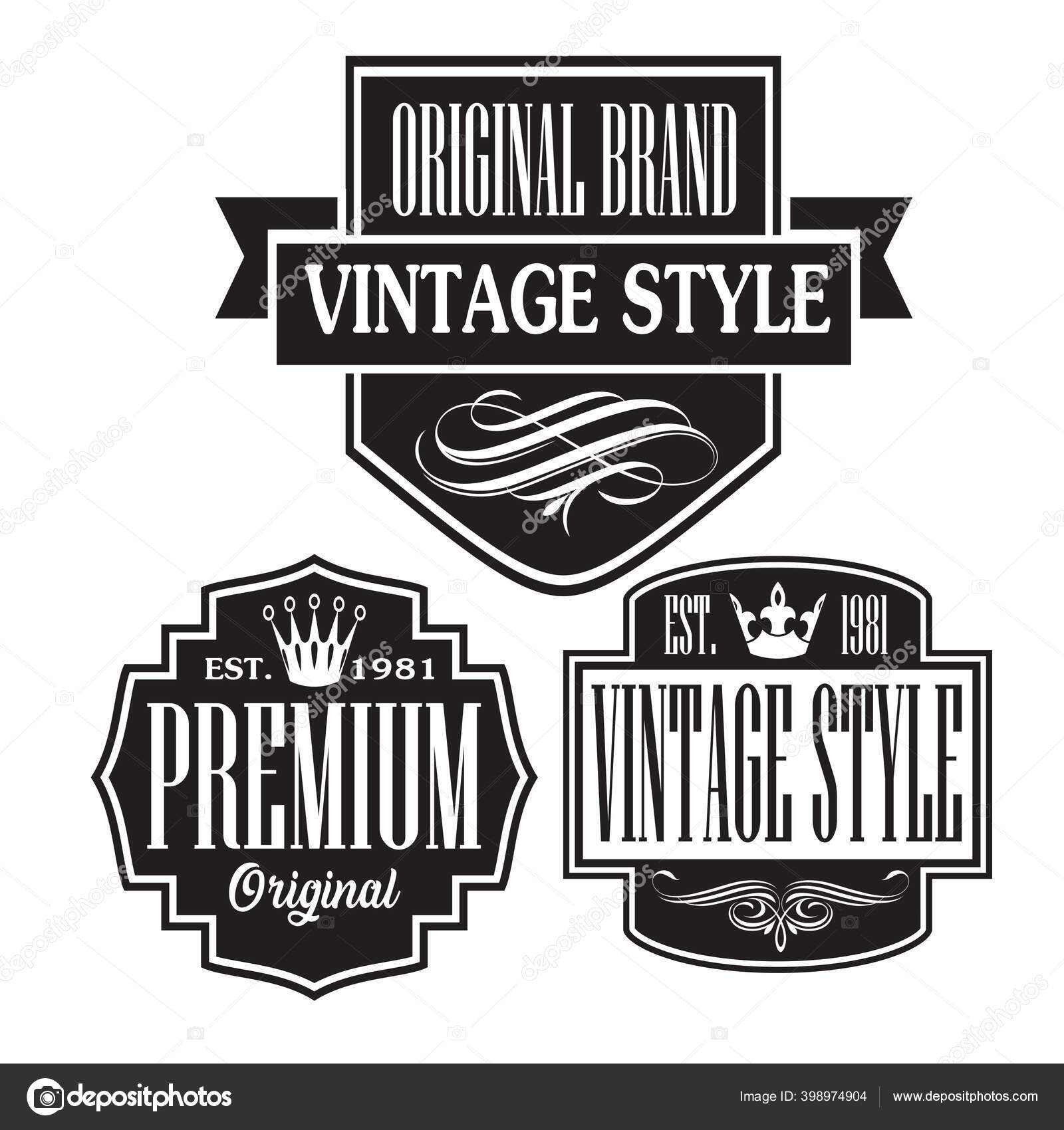 Vintage Retro Insignia Etiqueta Diseño Colección Vector Vector de stock ...