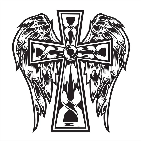 Tribal Cross With Wings Drawings