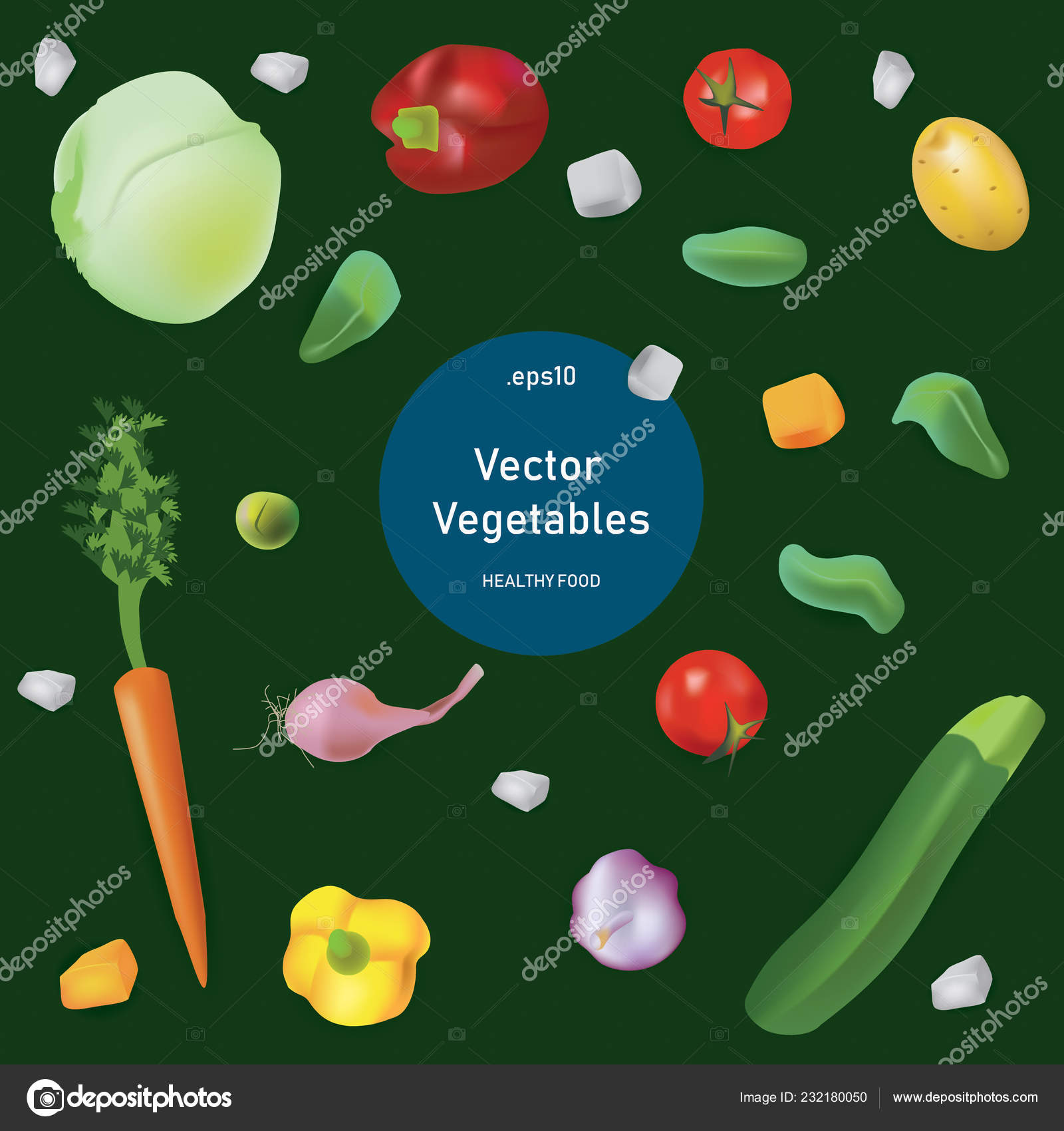Vector realism style set healthy food. Vegetables Stock Vector Image by ...