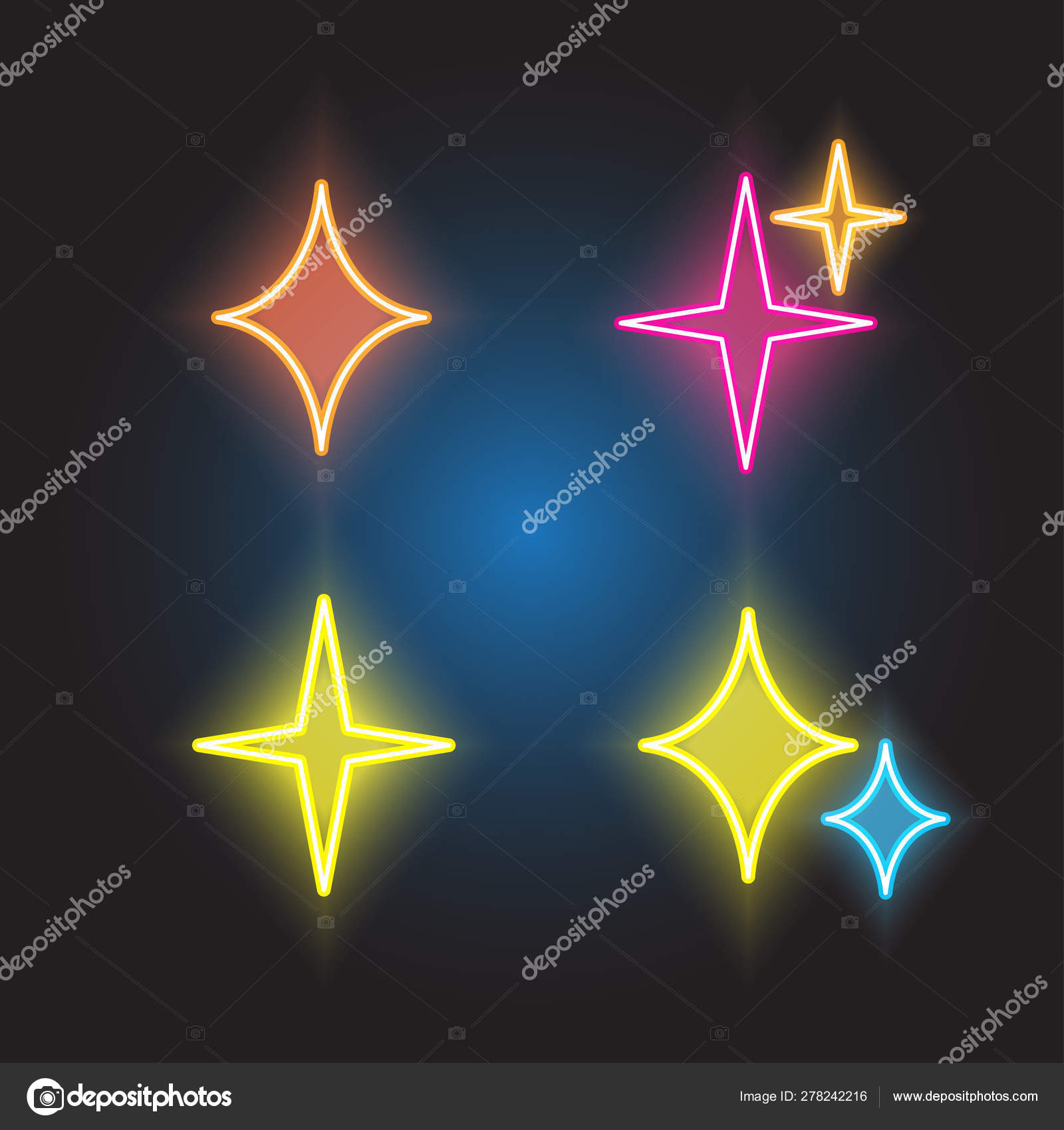 Sparkles line neon icon set 1 Stock Vector Image by ©jacartoon #278242216