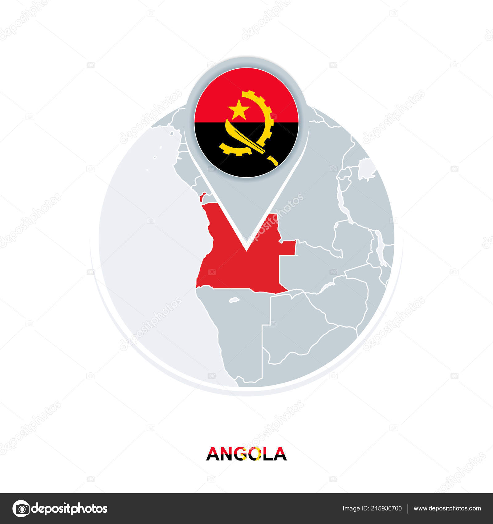 Mapa Bandeira Angola Ícone Mapa Vetorial Com Destaque Angola Vetor de ...
